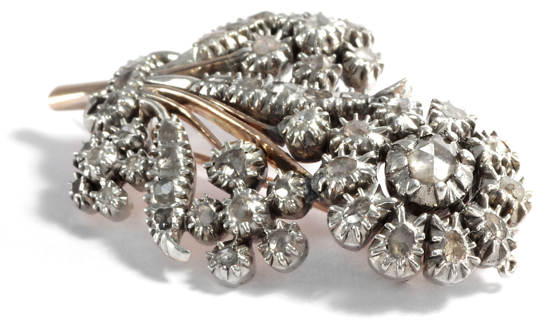Diamanten des Biedermeier: Antike Diamant Brosche in Gold & Silber ...